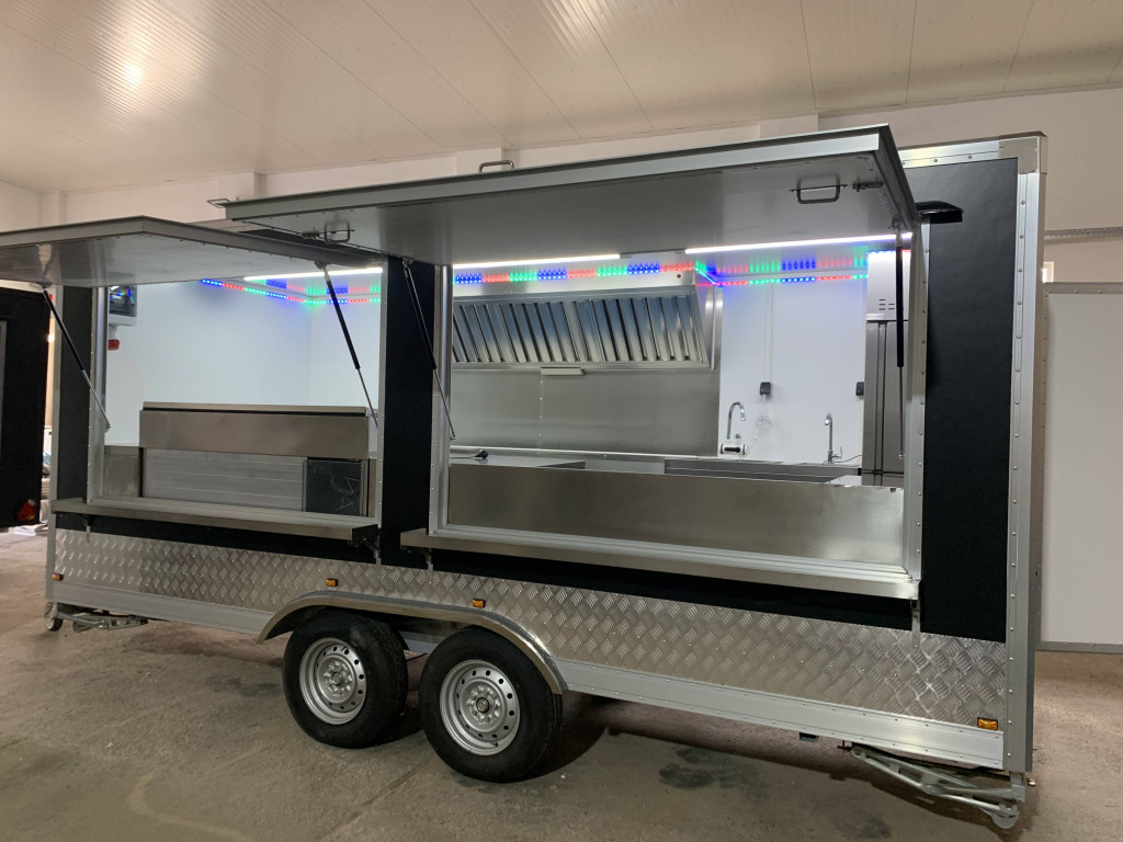 Imbisswagen, Neu Foodtruck, Premium Anhänger, Möbliert