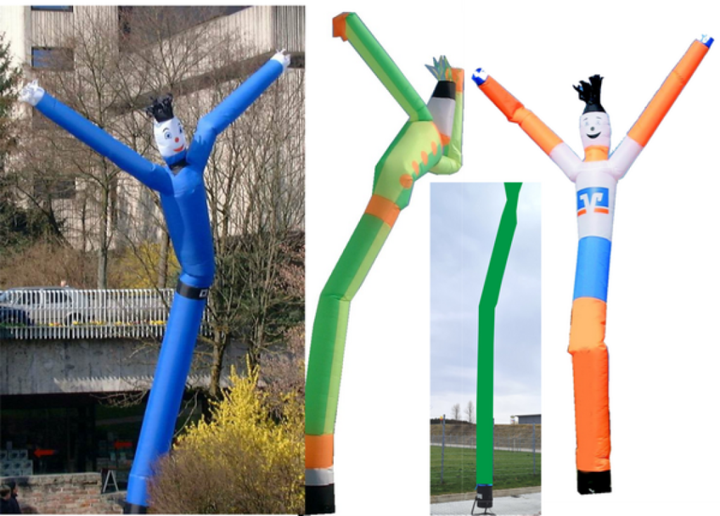 4 Stück Skydancer und Airtube, 8Meter und 11m mit Gebläse Gibbons, Logo